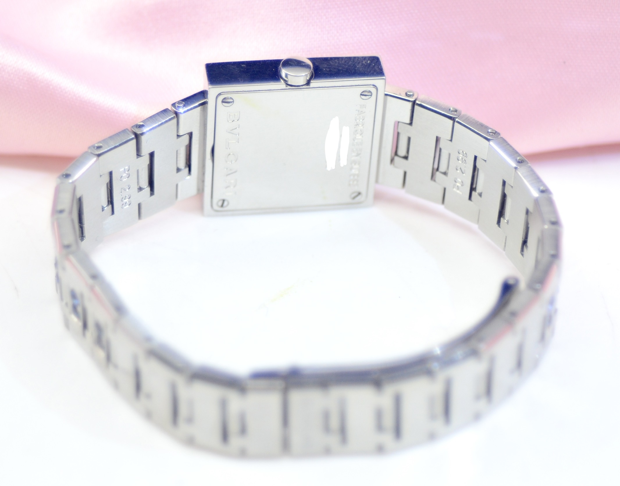 Bvlgari SQUARE SQ 22 SS Stainless steel watch w/Sapphires, Diamonds ...