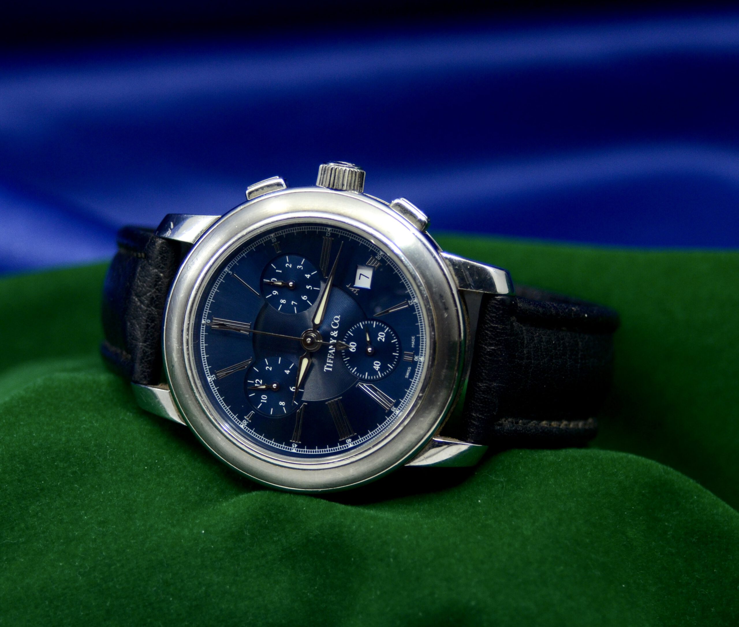 TIFFANY&Co. Watch Mark Round Chronograph Stainless Steel w/blue face ...